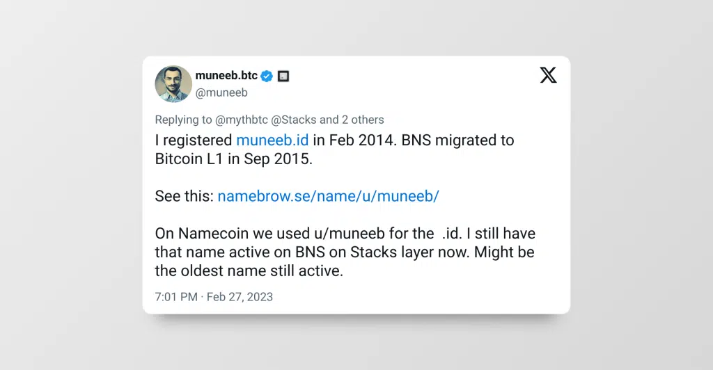 Bitcoin Name System (BNS) History: 2014 to Present | Myth BTC